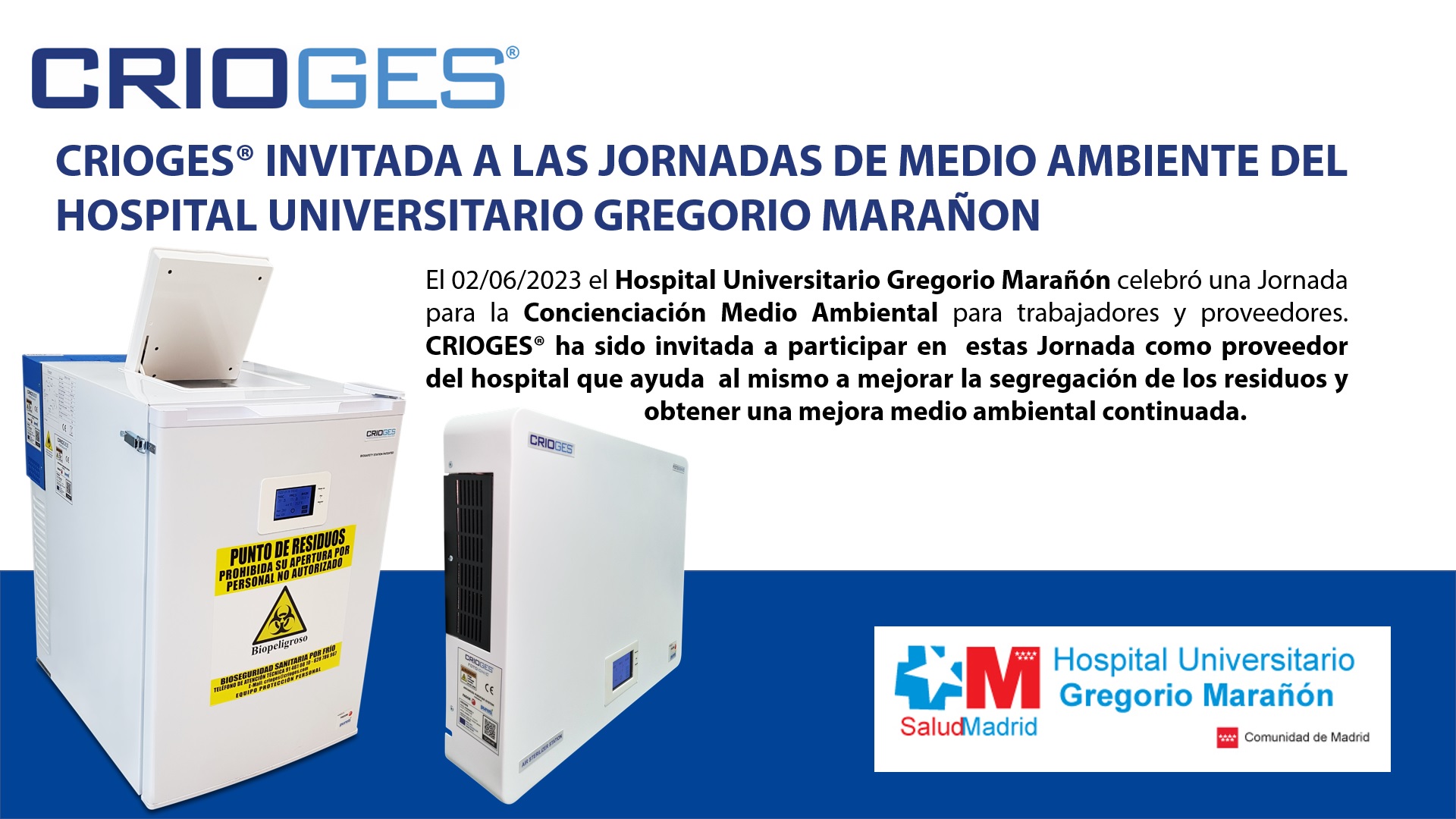 CRIOGES® INVITADA A LAS JORNADAS DE MEDIO AMBIENTE DEL HOSPITAL ...